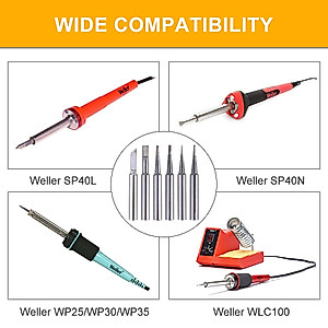 6PCS Soldering Tips for Weller ST Series Tip Replace Weller ST7 WLC100,SP40L / SP40N and WP25, WP30, WP35 Irons Tips
