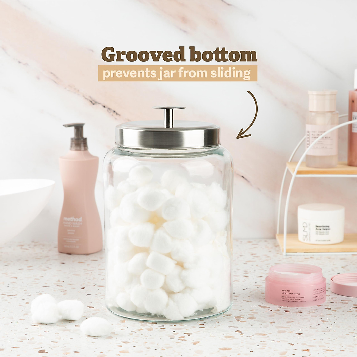 kitchentoolz Gallon Glass Jar for Laundry Detergent Pods and Powder Containers for Kitchen and Laundry Room Organization- Stainless Steel Airtight Lid - Pack of 1