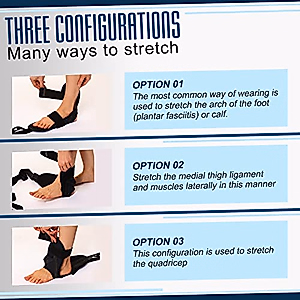 WANYIDA Foot and Calf Stretcher for Plantar Fasciitis, Achilles Tendonitis, Heel Spurs, Drop Foot. Yoga Stretching Strap for Leg, Thigh and Hamstring (Black)