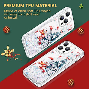Caka Case Compatible for iPhone 14 Pro Max Glitter Case Christmas Girly Women Bling Sparkle Flowing Floating Snowflake Quicksand Phone Case for iPhone 14 Pro Max 6.7 inches (Snowman)