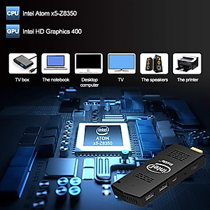 AKLWY Mini PC Stick Pocket PC with Intel Atom Z8350 & Windows 10 Pro 4GB RAM 64GB ROM Support Auto-On After Power Failure,Support 4K HD,Dual Band WiFi 2.4G/5G, BT 4.2
