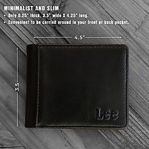 Lee Men’s Classic Slim Bifold Wallet Casual Everyday Minimalist Cash and Card Holder (Black)