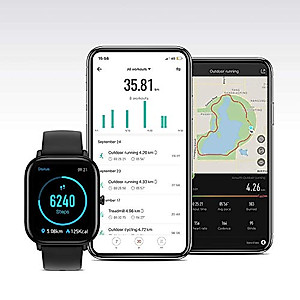 Amazfit GTS Fitness Smartwatch with Heart Rate Monitor, 14-Day Battery Life, Music Control, 1.65" Display, Sleep and Swim Tracking, GPS, Water Resistant, Smart Notifications, Obsidian Black