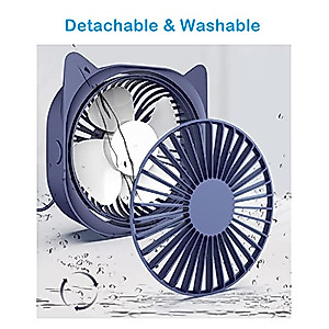 Personal Desk Fans Small Quiet - Mini Cute Desk Fan, USB Powered, 3 Wind Speeds, 360° Rotatable, Little Portable Table Fans Fast Cooling for Home Bedroom Nightstand Office Work Desktop Dorm (Blue)