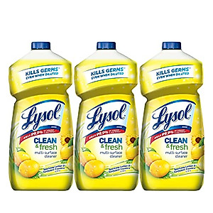 Lysol Multi-Surface Cleaner, Sanitizing and Disinfecting Pour, to Clean and Deodorize, Sparkling Lemon and Sunflower Essence, 40 Fl Oz (Pack of 3)