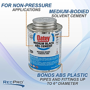 RecPro Medium Black ABS Cement 8 fl. oz. | RV Plumbing | Solvent Cement