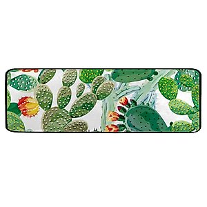 Baegutly Doormat Floor Mat Cactus Tropical Green Plants Floral Flowers Long Kitchen Mat 72inchx24 inch Area Rug Runner for Kitchen Cooking