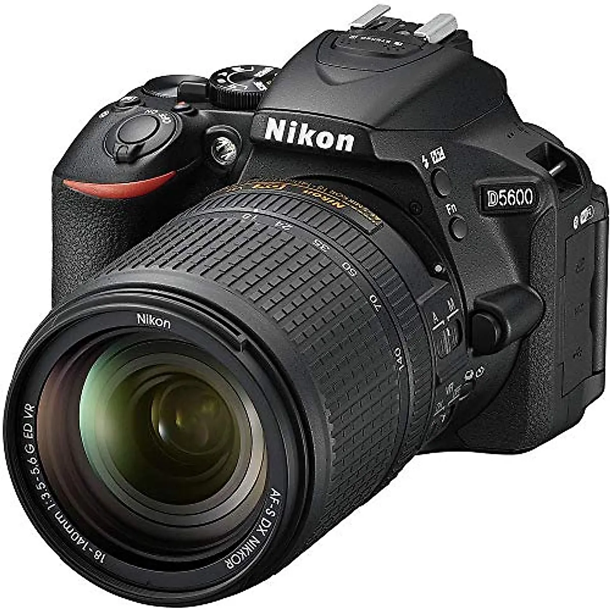 Nikon D5600 DSLR Camera with 18-140mm Lens (1577) + Nikon 70-300mm Lens + 4K Monitor + Pro Headphones + Pro Mic + 2 x 64GB Memory Card + Case + Corel Photo Software + Pro Tripod + More (Renewed)