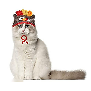 Thanksgiving Pet Costume Cat Turkey Hat Pet Knitted Cap Crochet Hat for Cats Small Dogs Halloween Thanksgiving Apparel