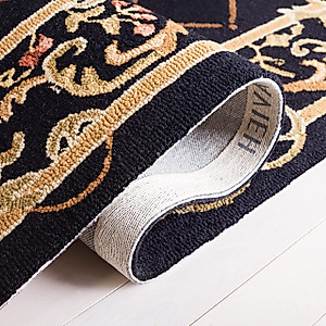 SAFAVIEH Chelsea Collection Area Rug - 6' x 9', Black, Hand-Hooked French Country Wool, Ideal for High Traffic Areas in Living Room, Bedroom (HK333B)