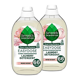 Seventh Generation EasyDose Laundry Detergent Ultra Concentrated Rose Washing Detergent 23 oz, Pack of 2