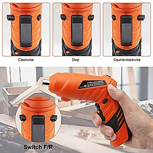 MQ Electric Screwdriver, 3.6V Cordless Screwdriver Kit with Rechargeable Battery, Dual Position Handle & LED Front Light, 49PCS Portable Skil Screwdriver for Home Office DIY Tools, Orange