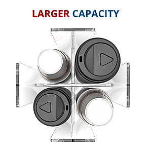 KOTEMON Cup and Lid Holder, 4 Compartment, Square | Rotating Coffee Cup Dispenser Lid Carousel for Restaurant, Buffet, Coffee Station, Bar, Countertop, Clear Acrylic
