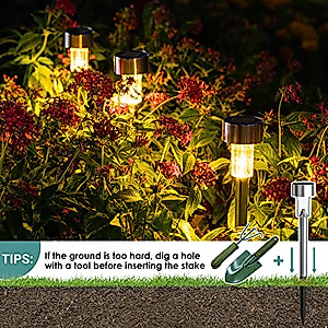 GIGALUMI 16 Pack Solar Path Lights Outdoor,Solar Lights Outdoor Waterproof,Stainless Steel LED Landscape Lighting,Solar Garden Lights for Driveway,Pathway,Patio,Yard