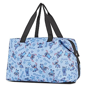 Disney Tote Duffel Bag Stitch Blue All Over Print Weekender Travel (Stitch Blue)