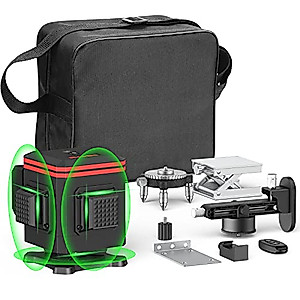 seesii 12 lines Laser Level Self Leveling 3x360° 3D 150FT Green Cross Line Laser Level with pulse mode for Construction/DIY Picture Hanging Remote Controller Rechargeable battery Magnetic Stand