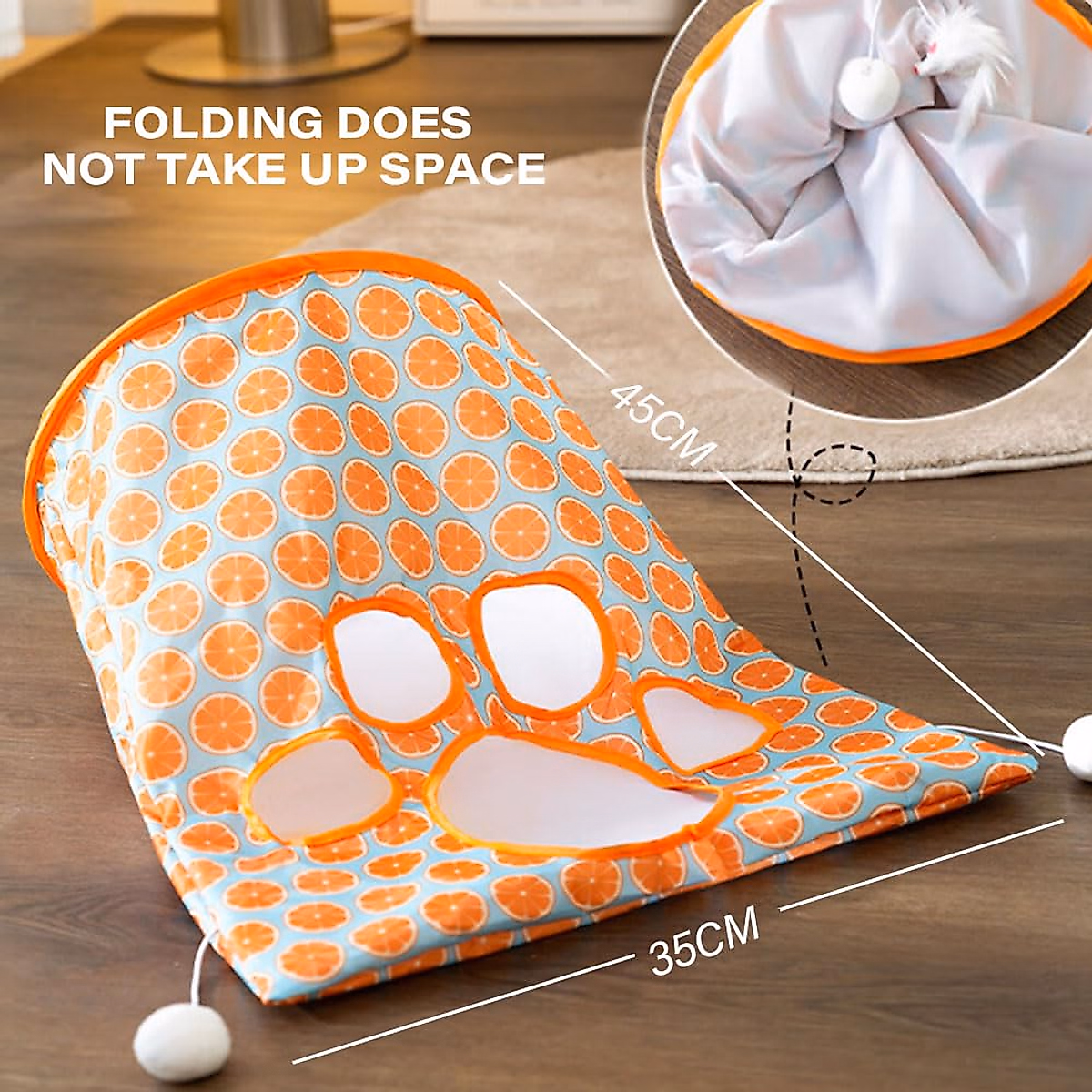 Cat Tunnel Bag Toy, 2024 New Tunnel Bored Cat Pet Toys Cat Tunnels for Indoor Cats, Funny Portable Interactive Kitten Play Toy, Crinkle Paper Collapsible Cat Drill Sleeping Bag with Mouse Toy (#A1)