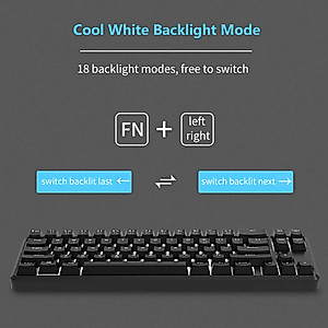 NACODEX K680T 60% Wireless/Wired Mechanical Keyboard - Compact 68 Keys 1000mAh Rechargeable Gaming/Office Keyboard Multi-Device for iOS Android Windows and Mac (Blue Switch White Backlit Black)