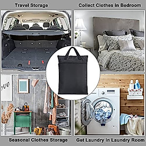 BeeGreen Black Laundry Bag for Traveling with Handles & Zipper Pockets Hanging Laundry Hamper Heavy Duty Collapsible Washable for Dirty Clothes College Dorm Gym Beach Pool Swimsuit