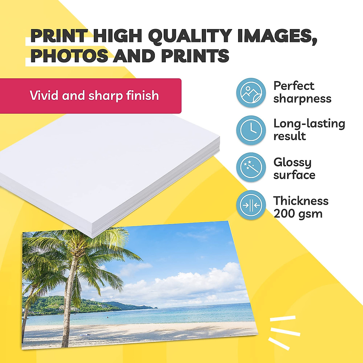 Glossy Photo Paper For Printer 8.5 x 11” (100 Sheets, 200 Gsm) - Picture Paper for Printer - Works with Inkjet Printer // Paper Plan