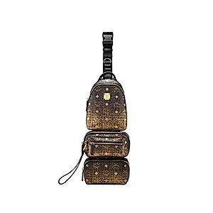 MCM Women's Black Gold Gradien Visetos Trey 4-in-1 Sling Belt Bag MUL9ARN11DG001