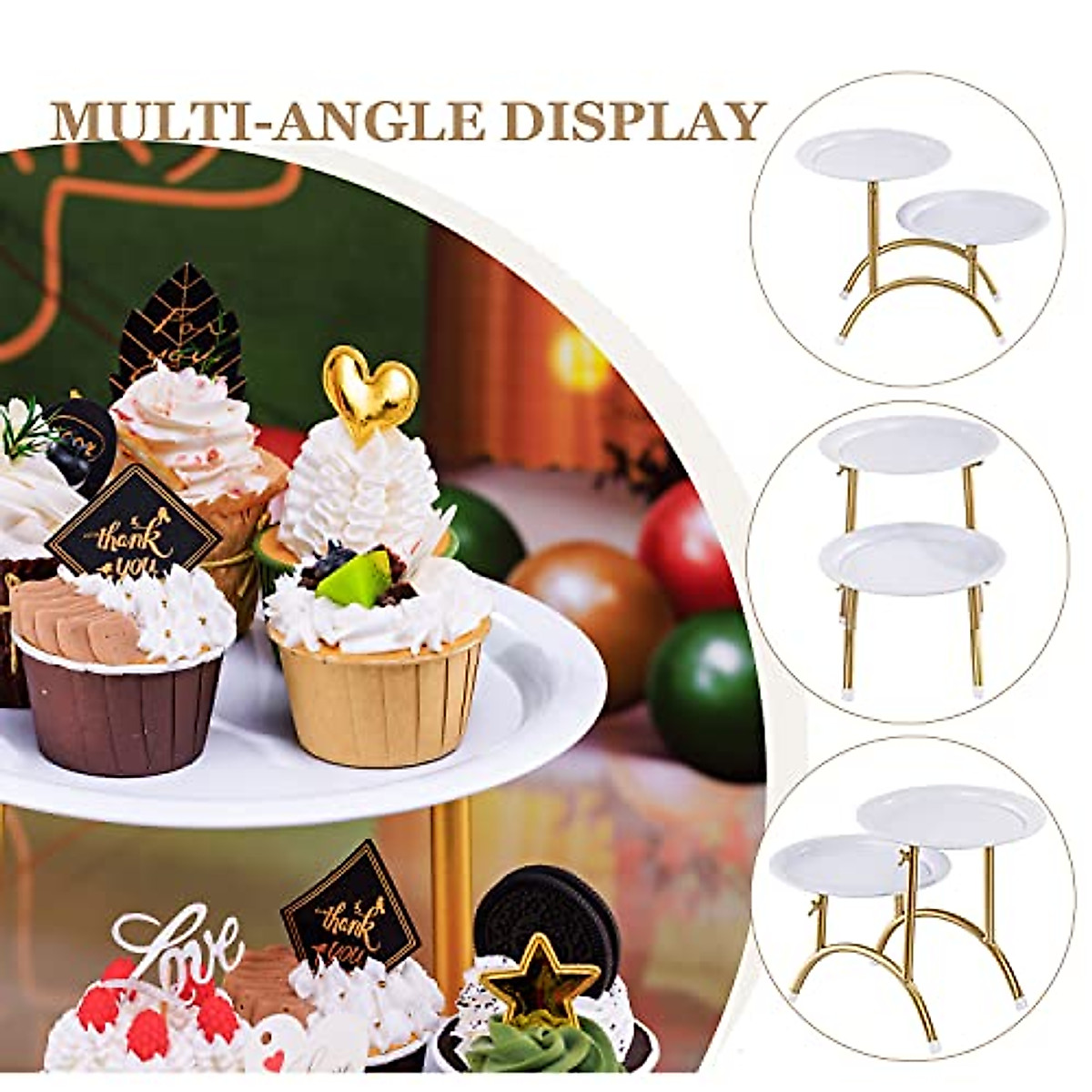 WeiteShow 2 Tier White Gold 10 Inch Round Cake Stand, Removable Dessert and Cupcake Stand for Holiday,Wedding,Birthday,Party,Baby Shower,Anniversary,Ceremony,Christmas