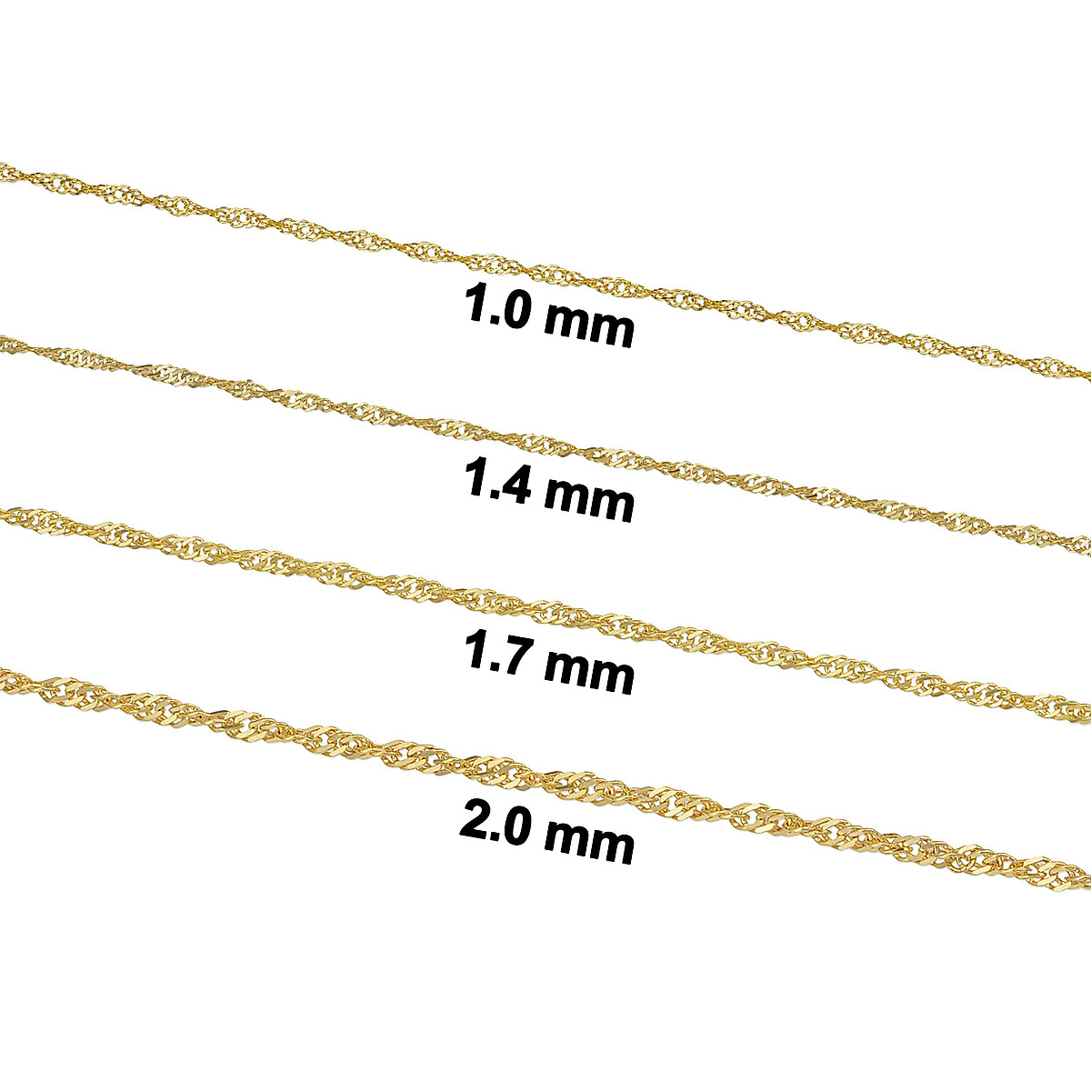Kooljewelry 14k Yellow Gold Filled Singapore Chain Pendant Necklace (1.4 mm, 18 inch)