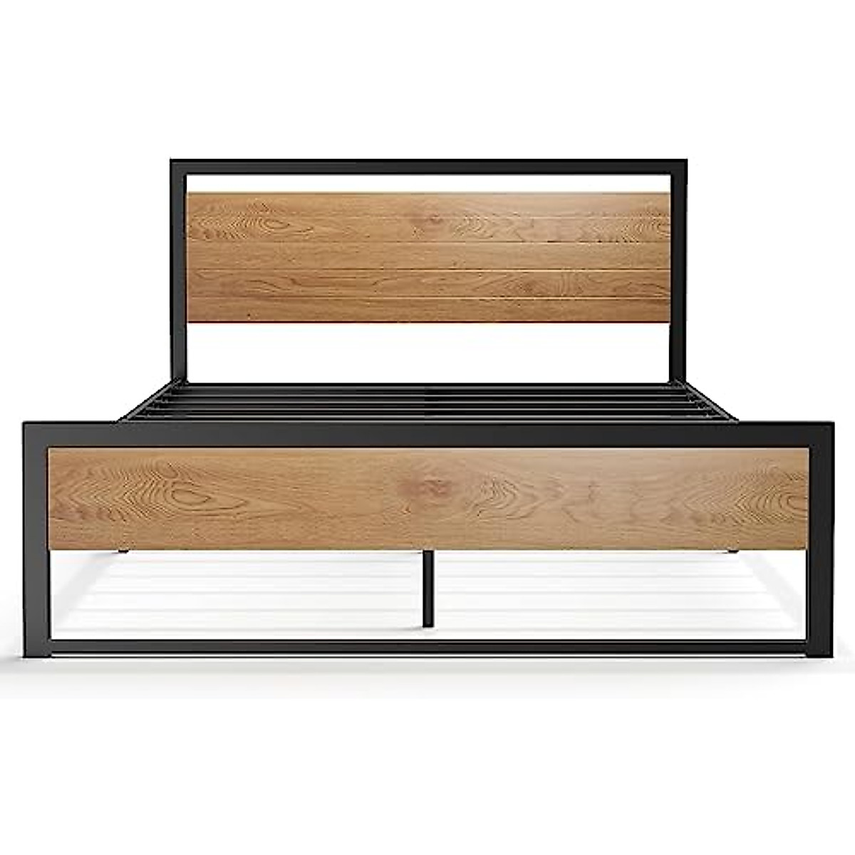 BONSOIR Queen Size Bed Frame Steady Steel Platform with Wood Headboard/Footboard (Queen Size)