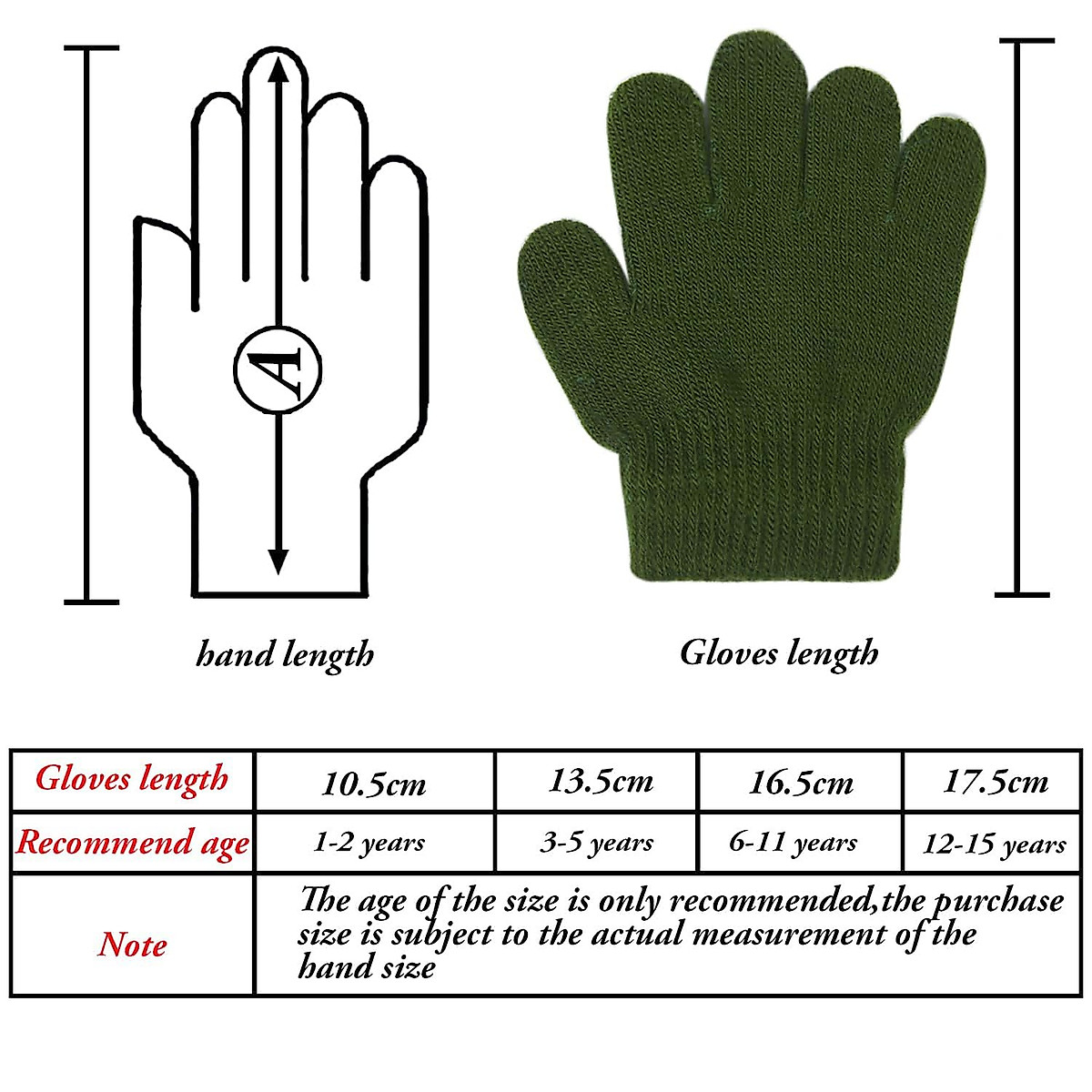 Cooraby 16 Pairs Winter Kids Warm Magic Gloves Full Fingers Stretchy Knitted Gloves for Boys or Girls