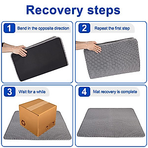 BrLacHhaZ Cat Litter Mat, Double Layer Litter Box Mat, Urine & Water Proof Cat Litter Catcher Mat, (30 x 22 Inch) Large Litter Trapping Mat Washable, Scatter Control