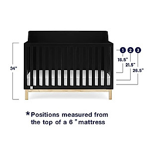GAP babyGap Oxford 6-in-1 Convertible Crib - Greenguard Gold Certified, Ebony/Natural