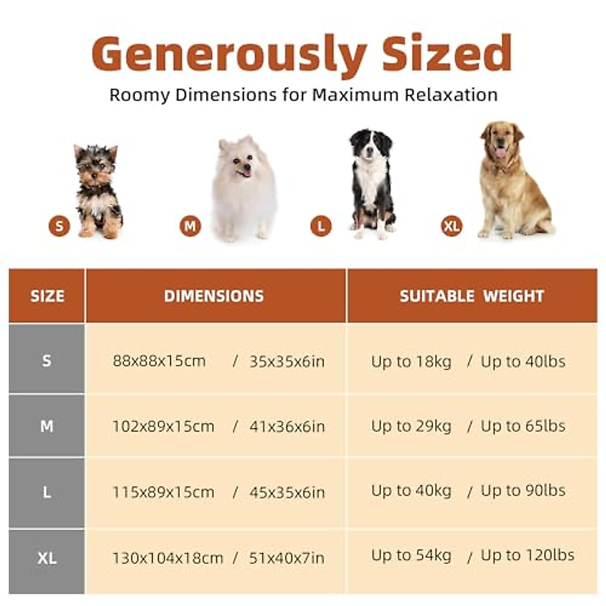 Mora Pets Dog Couch Bed for Furniture Protector Waterproof Dog Mat with Removable Washable Cover and Anti-Slip Bottom Bolster Plush Pet Sleeping Mattress for Large Medium Small Dogs