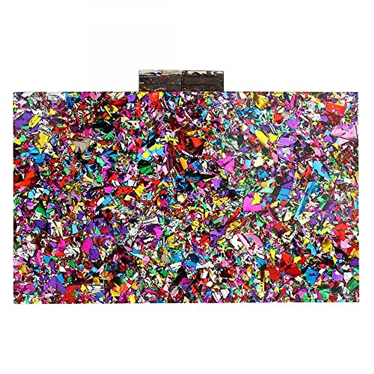 Acrylic Box Evening Clutch Bag for Women Geometric Patterns Purses Sequin Handbag Lady Party Wedding Banquet Bag (Multi-colored)