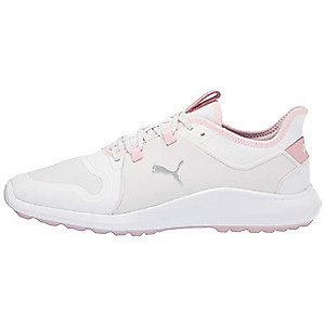 PUMA Women's Ignite Fasten8 Golf Shoe, White Silver-Pink Lady, 10