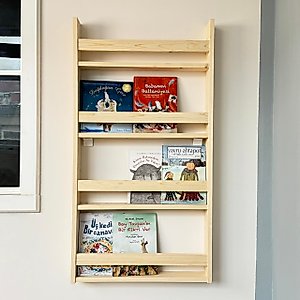 Ultimate Premium Products Floating Montessori Bookshelf, Space-Saver Nursery Book Shelves, Bookshelf for Kids Room, Hanging Shelf for Baby Nursery Room Decor, Spruce Wood Wall Nursery Bookshelf