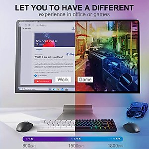 WisFox Bluetooth Mouse, Silent Wireless Mouse Come with 2 Modes (Bluetooth 3.0/5.0 + USB), Multi-Device Portable Cordless Mouse for Laptop, iPad, MacOS, PC, Windows, Android (Black)
