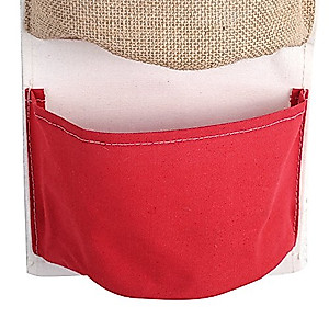 Hztyyier 3 Pockets Linen Storage Bag Hanging Door Closet Organizer Decoration for Room(Red)