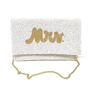 BRIDE Gifts, Gifts for Bride, Wedding Gift, Bride To Be Gift, Bride Clutch Purse, Engagement Gift, Seed Beads Clutch, Bride Beaded Clutch, MRS Bride Bag, White