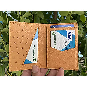 Double side Orange Body Ostrich leather skin Credit Cardholder, leather credit cardcase, leather creditcard cover