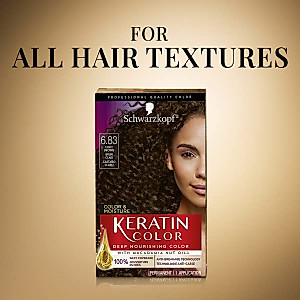 Schwarzkopf Keratin Color, Color & Moisture Permanent Hair Color Cream, 6.83 Light Brown