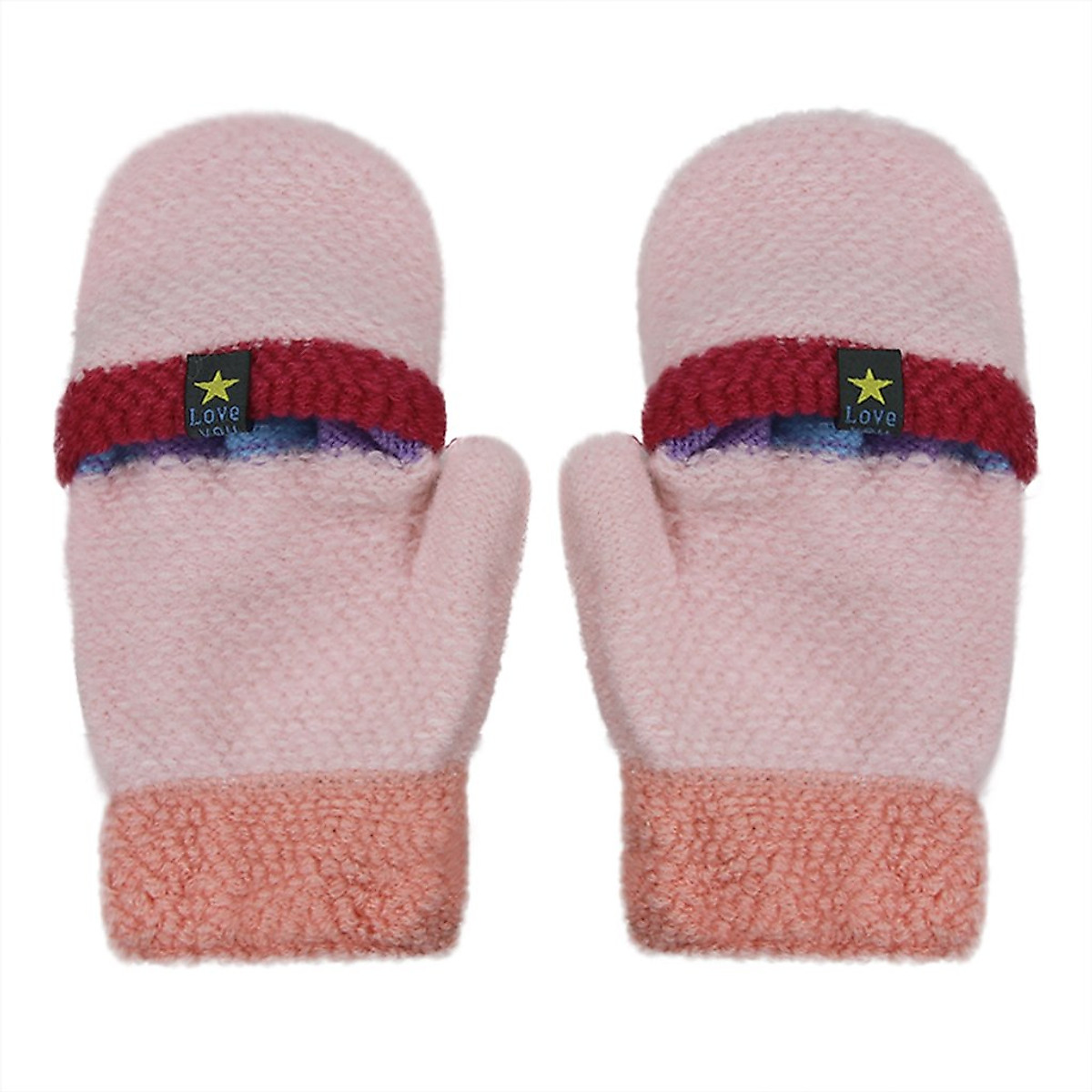 Convertible Flip Top Gloves,Winter Warm Knitted Fingerless Gloves with Mitten Cover for Toddler Kids Girls Boys 2-8 Yrs