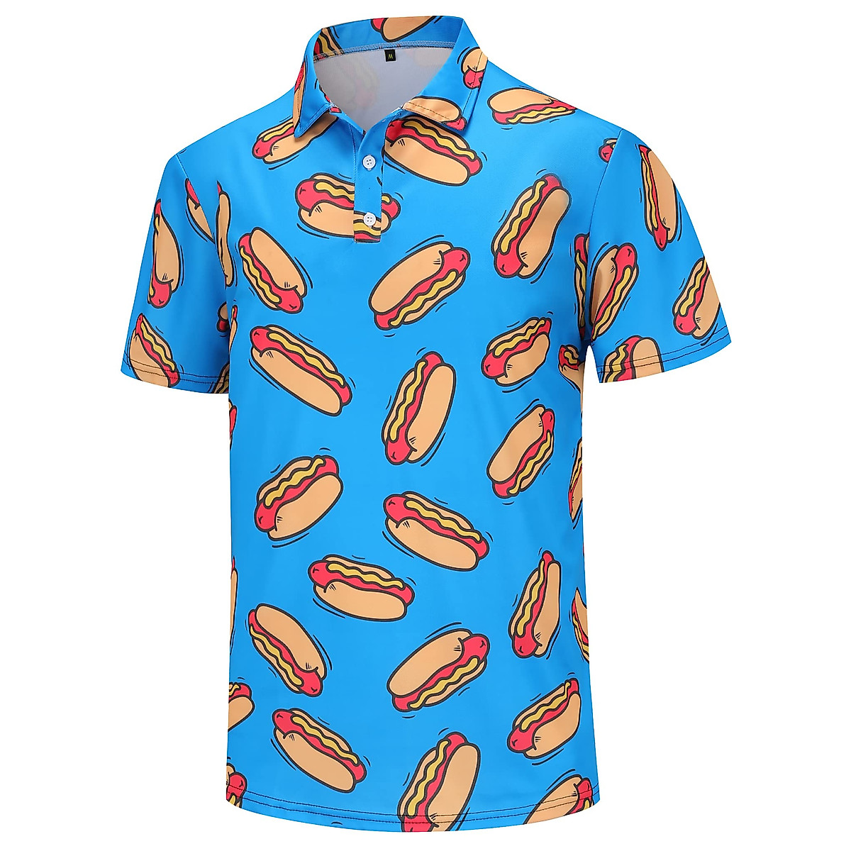 Golf Shirts for Men Dry Fit Mens Golf Shirt Short Sleeve Funny Hot Dog Golf Polo Shirts