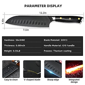 Fseoot Professional Meat Cleaver Knife Titanium Plating Chef Knives High Carbon Stainless Steel Ultra Sharp Kitchen Cutting Knife for Meat Vegetable Cooking Tool Outdoor and Home Use (Black-002)