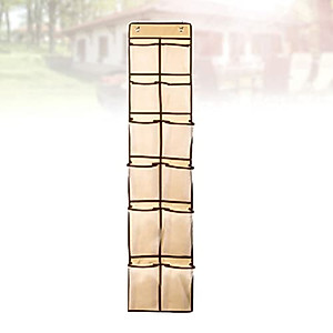 Cabilock Clear Storage Tote Pocket Organizer Pouch Bags Storage Tote 1PC 12 Pockets Door Haning Shoe Organizer Non-Woven Fabrics Storage Bag Mesh Pouch (Beige) Organizer Clear