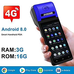 POS PDA Receipt Printer 58mm Thermal Printer with Android 8.0 OS 5.5" inch Touch Screen.Scan 1D/2D/QR barcodes. Support 4G:FDD-LTE,TD-LTE 3G: WCDMA 2G: GSM,GPRS Hot spot Bluetooth.3GB Ram +16GB ROM