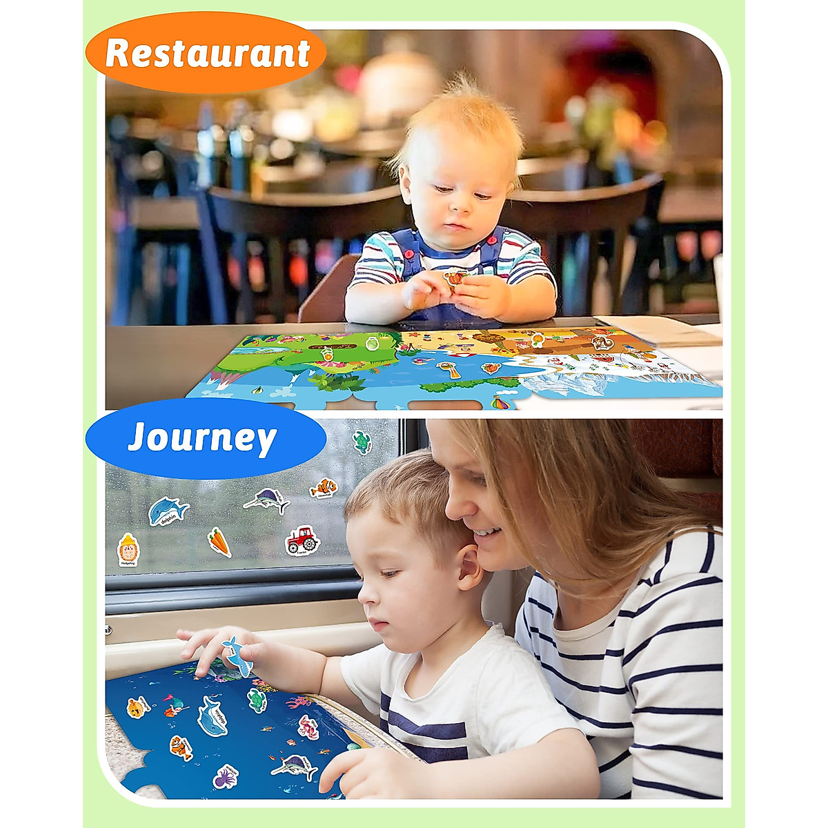 Benresive Reusable Sticker Book for Toddlers 2-4 Years, 3 Sets Travel Stickers for Kids, Waterproof Sticker Books for Toddlers 1-3, 115 Pcs Crafts Activities for Todddlers 1-3 2-4 3-5