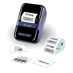 CLABEL Label Maker 300DPI, 230B Portable Barcode Label Printer for Address, Clothing, Retail, Jewelry, QR, Code, Small Business, Compatible with Android & iOS System Use for Home & Office, Black