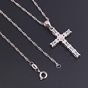 CiNily Cross Pendant Necklace Opal Jewelry for Women 18K White Gold Plated Faith Hope Love Pendant Jewelry for Women Teens Birthday Gifts (White)