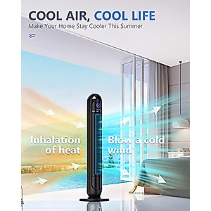 Tower Fan with Remote, G-Ocean 45 Inch Oscillating Fan, Bladeless Fans with 24H Timer, 3 Speeds, 3 Modes, LED Display, Cooling Standing Floor Fan for Bedroom Living Room Home Office, Meteorolite Black