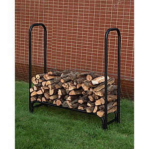 GASPRO Firewood Rack Indoor and 4FT Firewood Rack Outdoor with Cover, 5 Pcs Wrought Iron Fireplace Tools and Log Holder for Fireplace, Wood Stove, Hearth, Fire Pit, Sturdy and Easy to Assemble